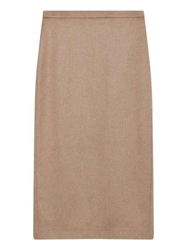 Max Mara Camel Brushed Pencil Skirt - Brown