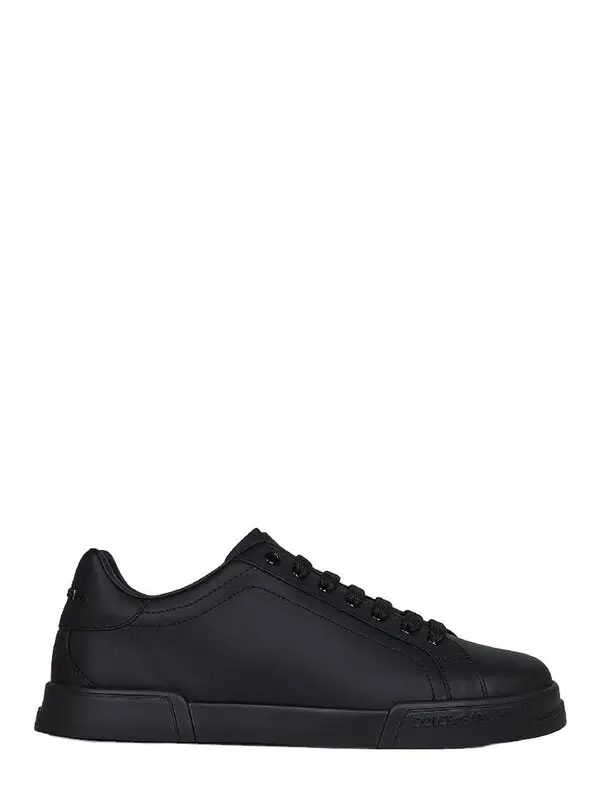 Dolce & Gabbana Black Calf Leather Portofino Sneakers - Multicolor