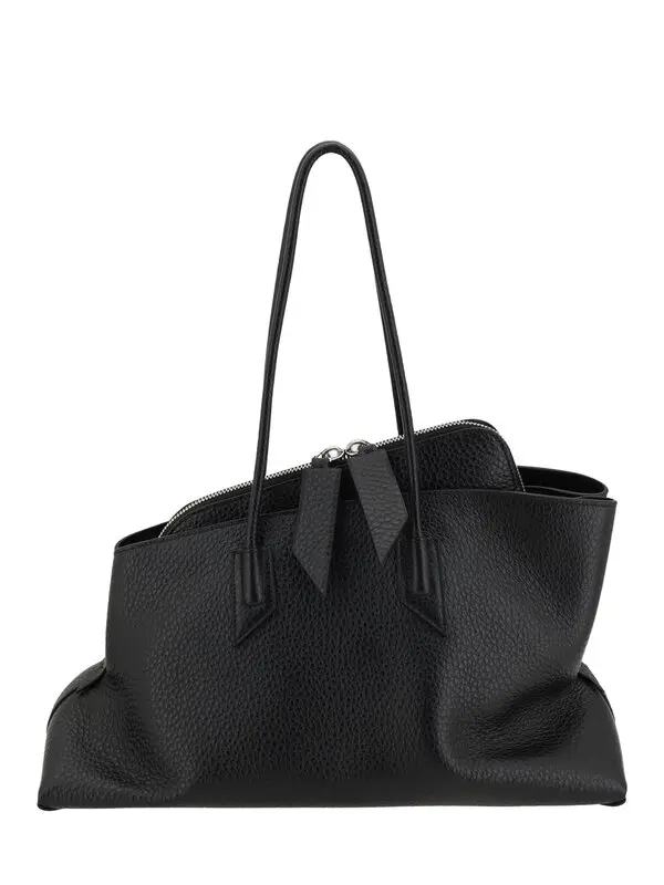 Attico La Passeggiata Leather Shoulder Bag - Black
