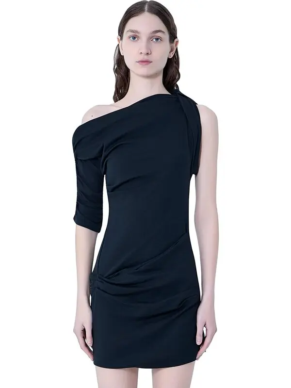 Jacquemus La Mini Robe Drapeado Mini Dress - Black