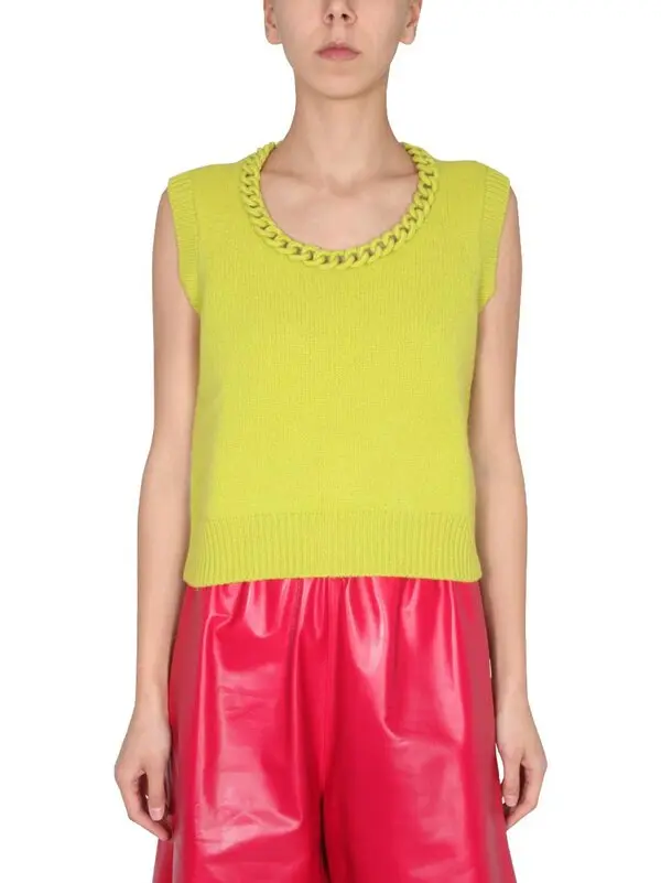 Bottega Veneta Vest With Crochet Chain - Green