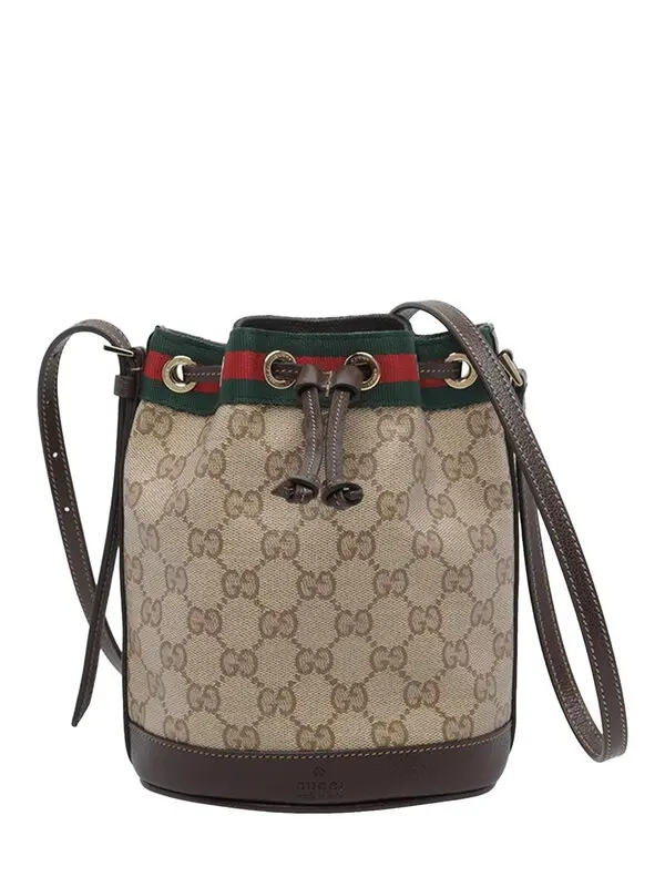 Gucci Mini Web Detail And Gg Bucket Bag - Brown