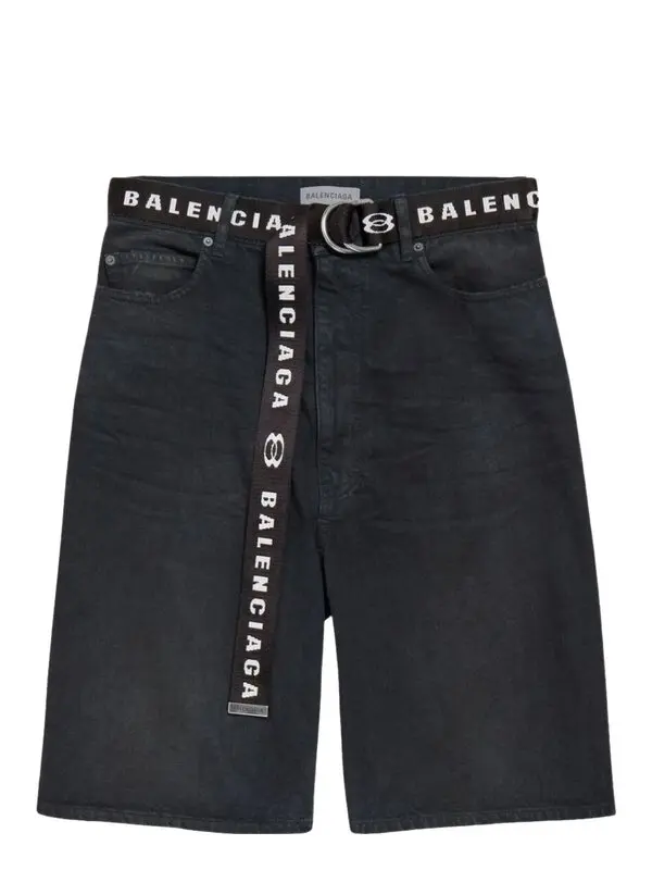 Balenciaga Denim Cotton Shorts - Multicolor