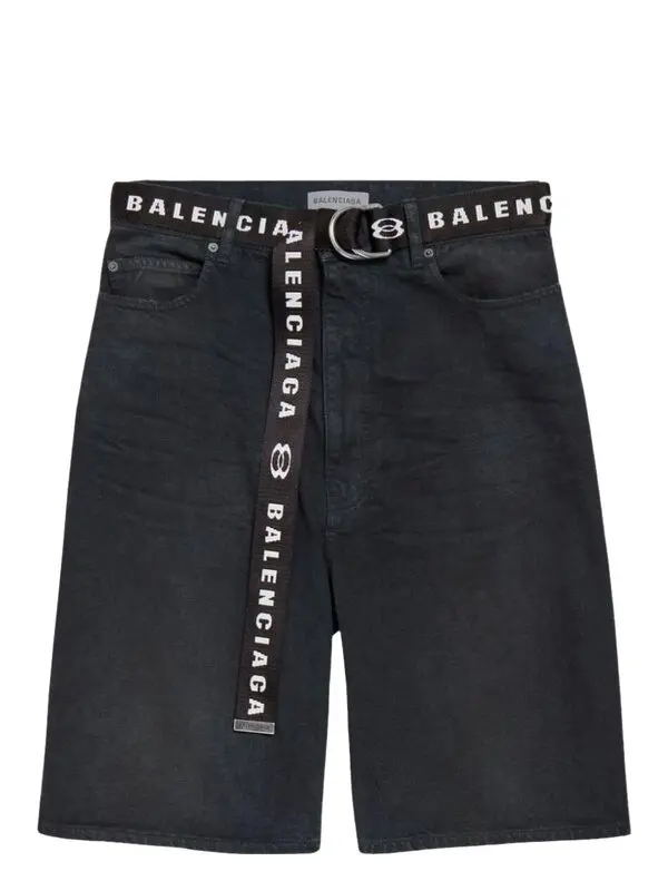 Balenciaga Denim Cotton Shorts - Multicolor