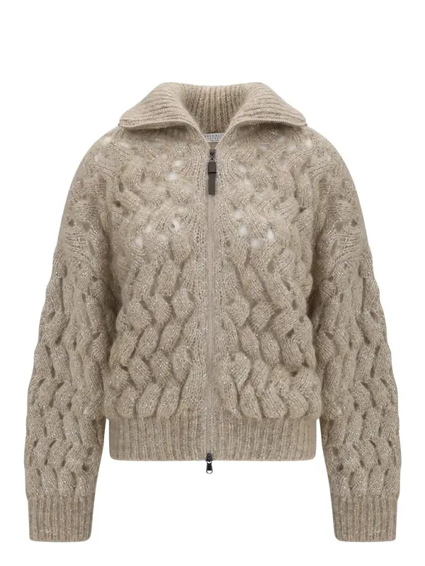 Brunello Cucinelli Mohair And Wool Blend Cardigan - Cream