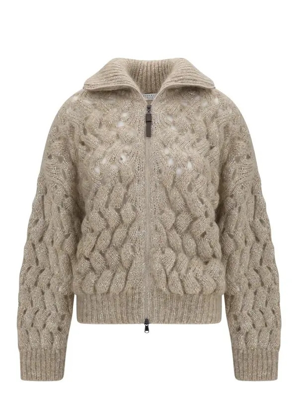 Brunello Cucinelli Mohair And Wool Blend Cardigan - Cream