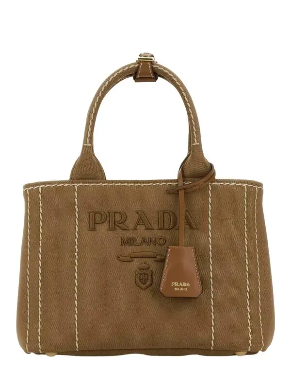 Prada Camel Canvas Handbag - Brown