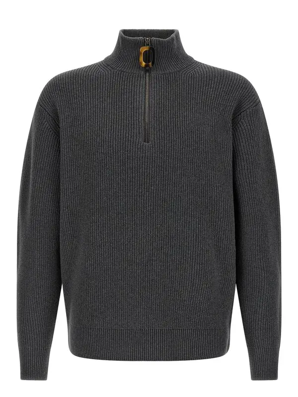 JW Anderson Half-zip Wool And Cotton Sweater - Gray