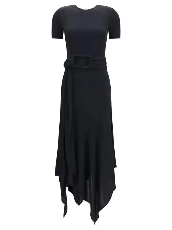 Alaïa Belted Jersey Dress - Black