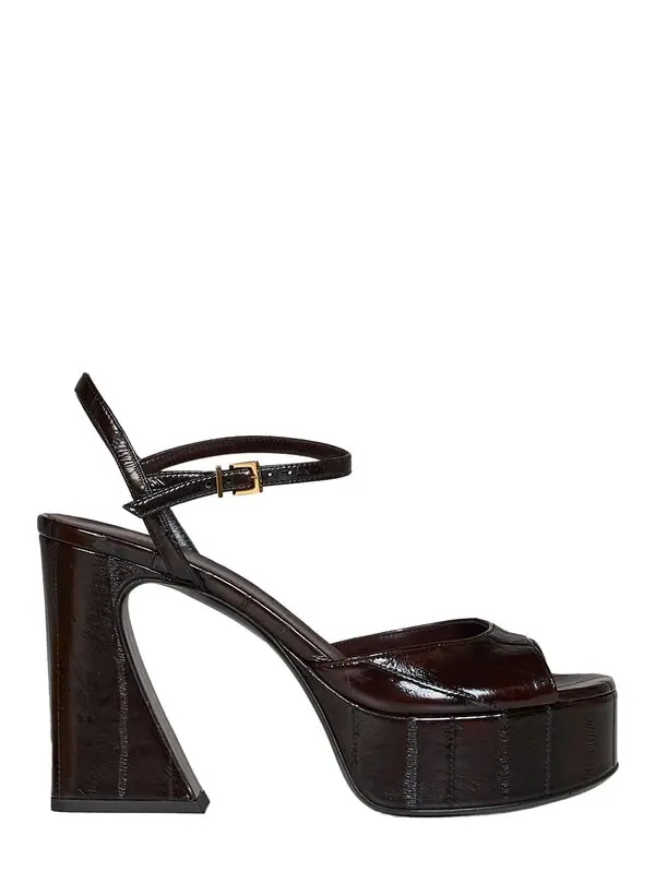 Fendi Brown Hagfish Leather Arco Platform Sandals - Multicolor