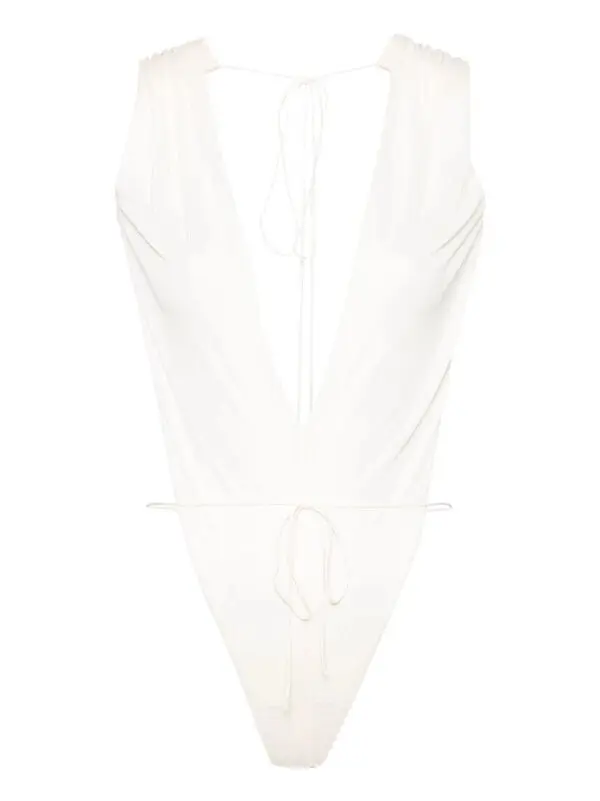 Saint Laurent Plunging V-neck Halterneck Top - Cream