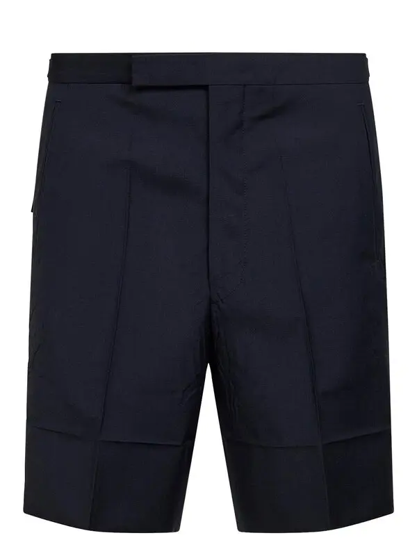 Prada Abbigliamento Blue Wool And Mohair Tailored Bermuda Shorts - Multicolor