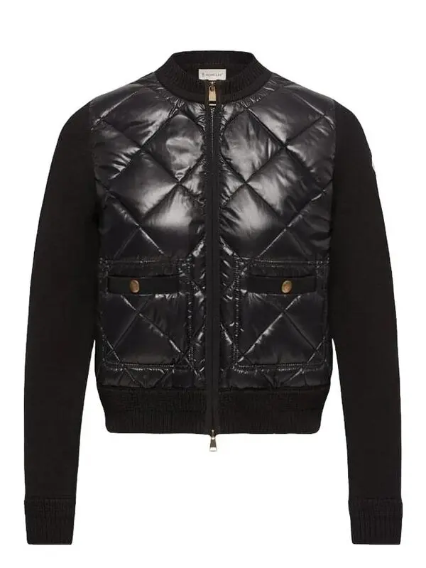 Moncler Quilted Sleeved Bomber Jacket - Black