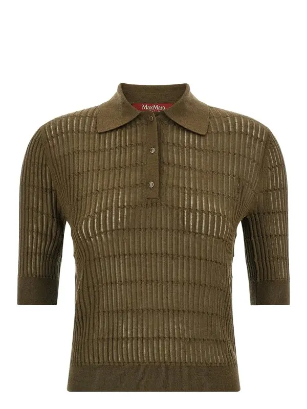 Max Mara Ribbed Polo Shirt - Green
