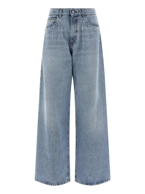 Giuseppe Di Morabito Crystal Appliqué Denim Jeans - Blue
