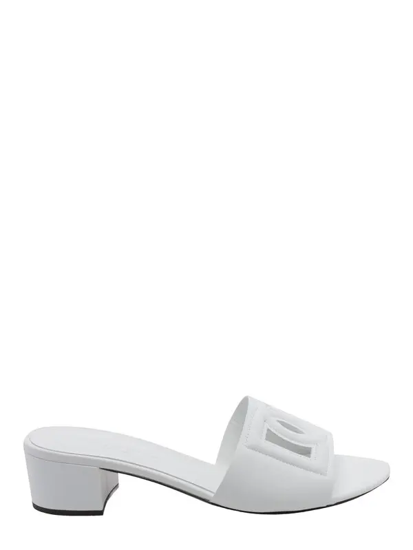 Dolce & Gabbana Calfskin Mules With Dg Millennials Logo - White