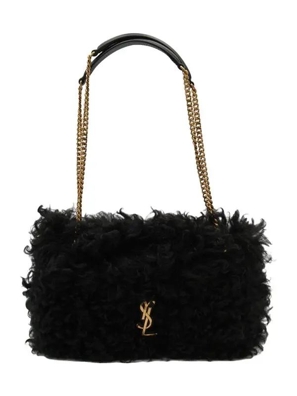 Saint Laurent Shearling Shoulder Bag - Black