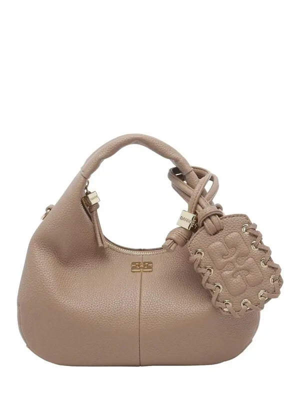 GANNI Mini Logo Hobo Bag - Cream