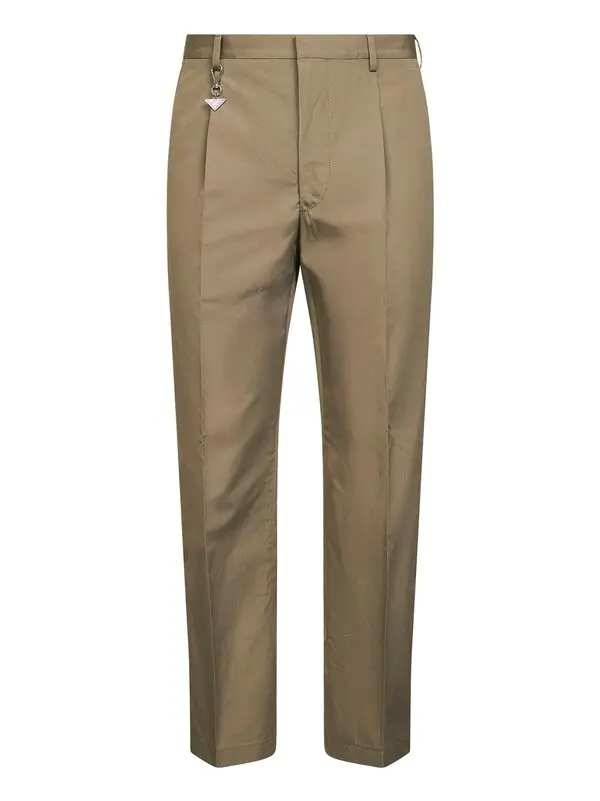 Prada Abbigliamento Clay Cotton Trousers With Key Ring - Multicolor