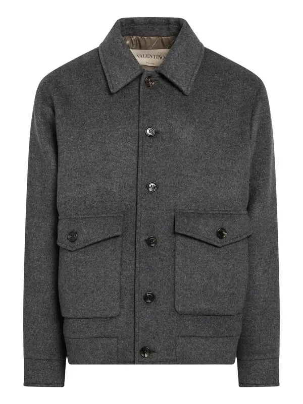 Valentino Garavani Grey Wool And Cashmere-blend Overshirt Jacket - Gray