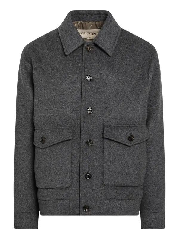 Valentino Garavani Grey Wool And Cashmere-blend Overshirt Jacket - Gray