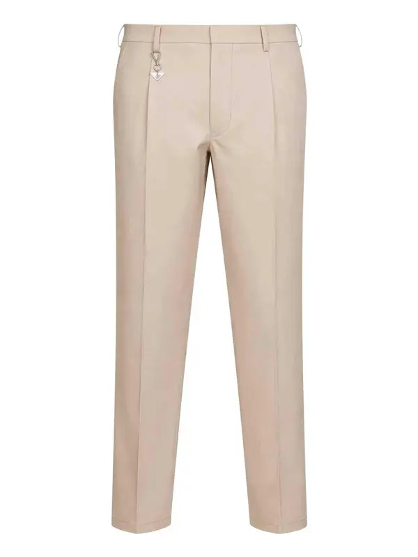 Prada Abbigliamento Sand Cotton Trousers With Key Ring - Multicolor