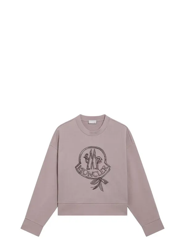 Moncler Cotton Sweatshirt With Embroidered Logo - Pink