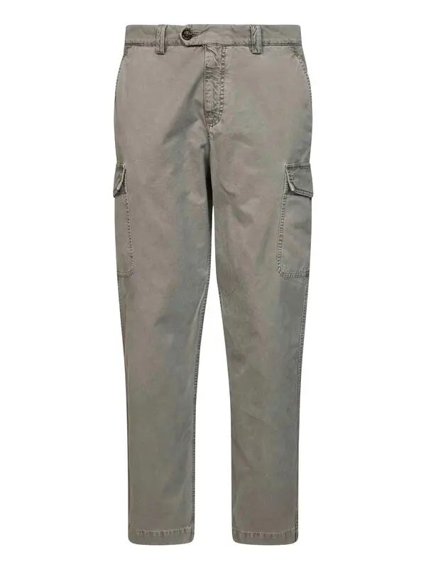 Brunello Cucinelli Peached Cotton Gabardine Cargo Trousers - Multicolor