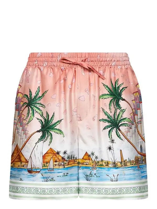 Casablanca Pink Printed Silk Ethereal Shorts - Multicolor