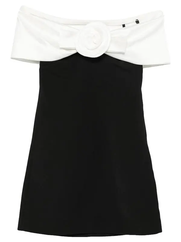 SELF-PORTRAIT Off-shoulder Floral Appliqué Cocktail Dress - Black