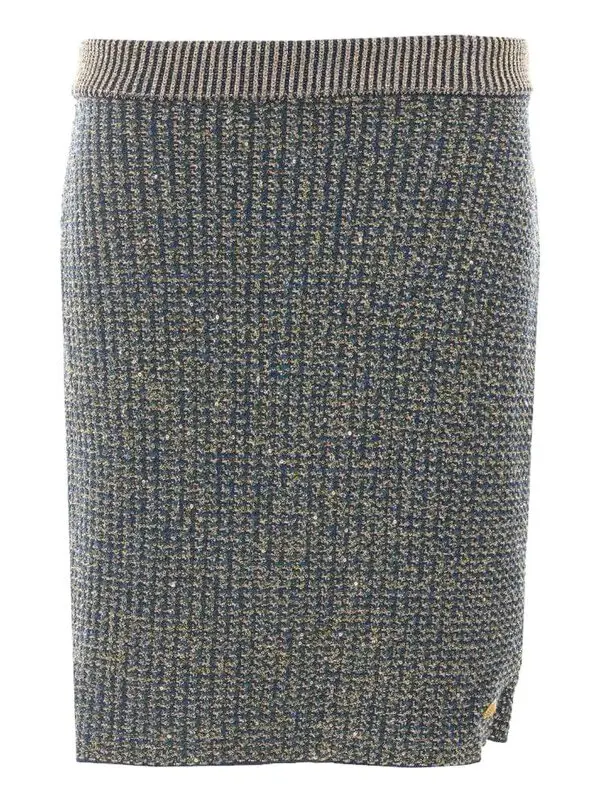 Balmain Glittered Tweed Knit Short Skirt - Blue