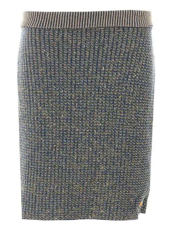 Balmain Glittered Tweed Knit Short Skirt - Blue