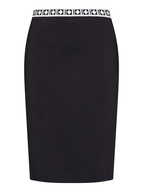 Versace Knit Midi Skirt With Jacquard Details - Multicolor