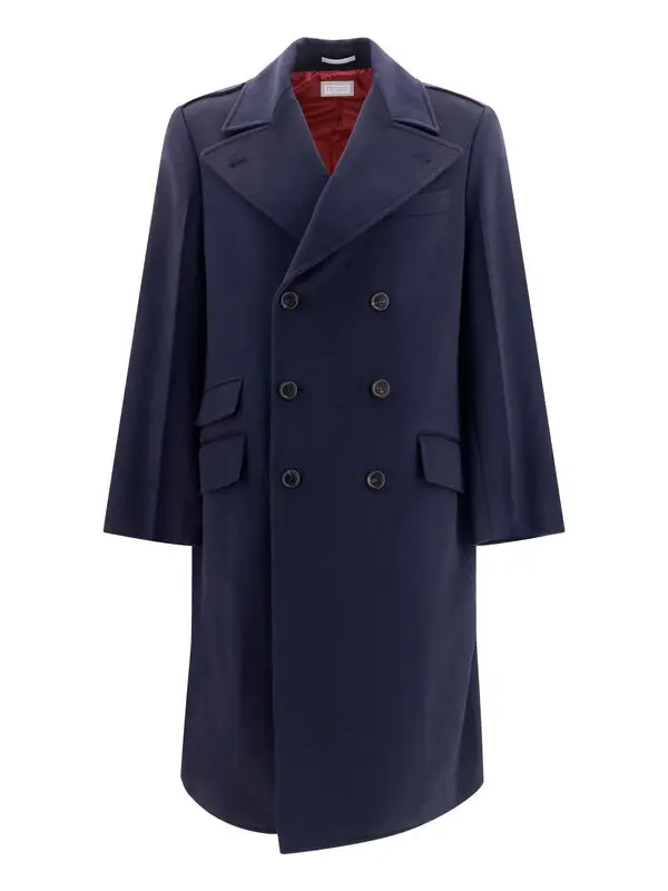 Brunello Cucinelli Double-breasted Wool Coat - Blue