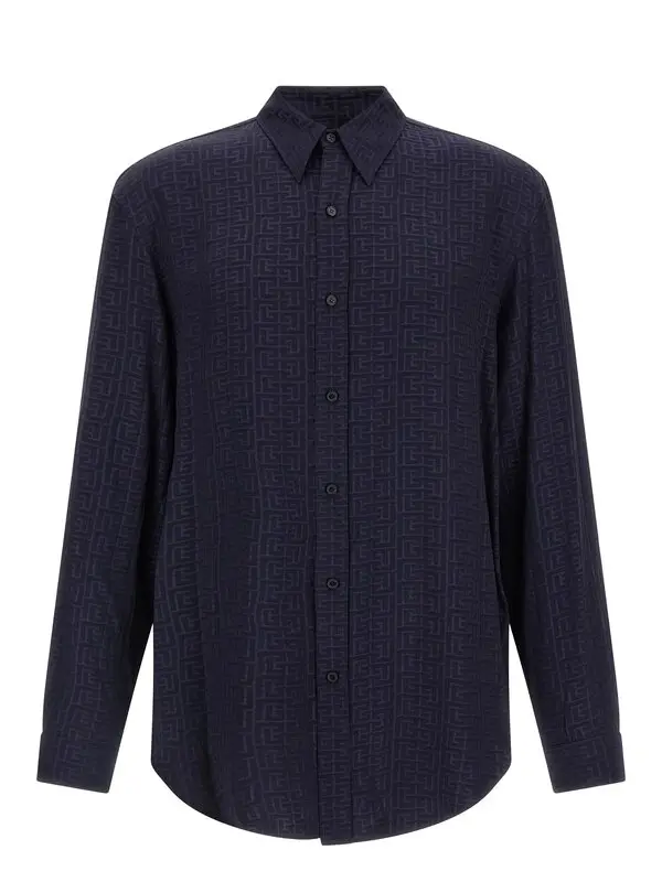 Balmain Jacquard Monogram Shirt - Blue