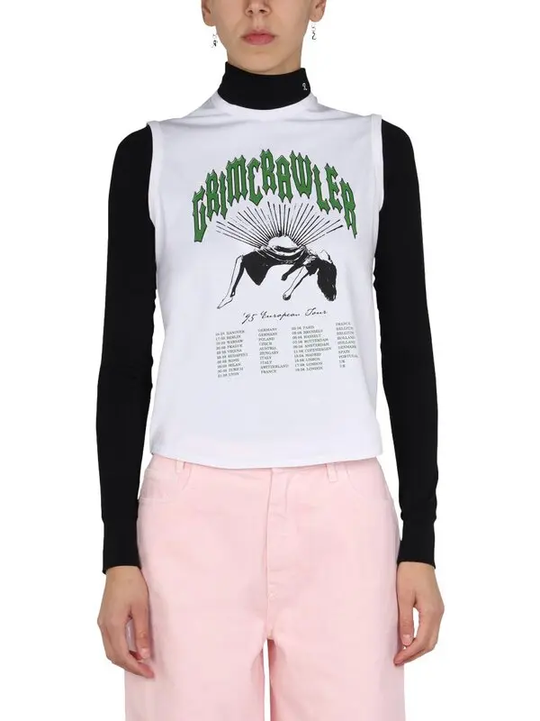 Raf Simons Printed Roll-neck Top - White