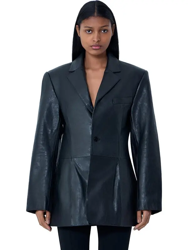 Alexander Wang Leather Single-breasted Blazer - Black