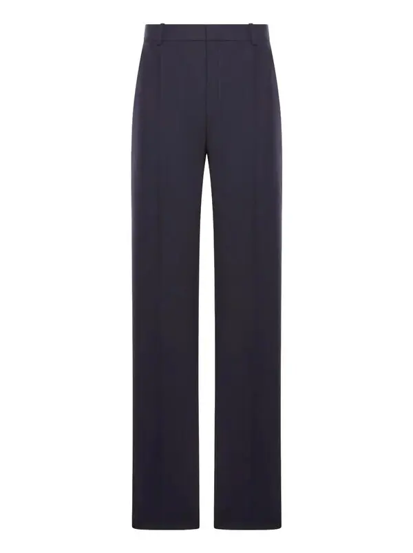 Saint Laurent High-waisted Tailored Pants In Wool Chin - Blue