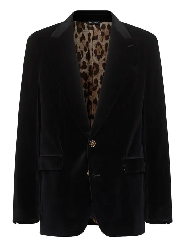 Dolce & Gabbana Black Velvet Sicilia Light Single-breasted Blazer - Multicolor