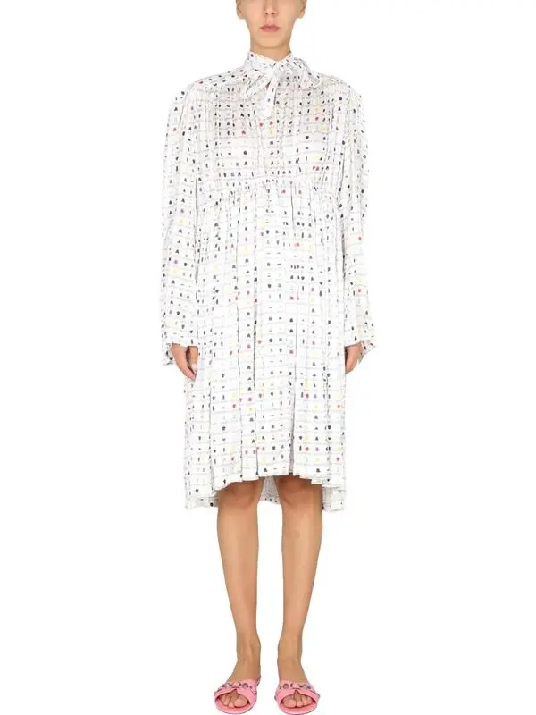 Balenciaga Paper Crush Floral Dress - White