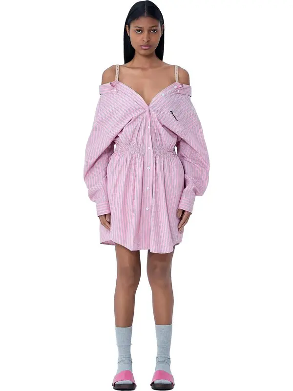 Miu Miu Striped Poplin Dress - Pink