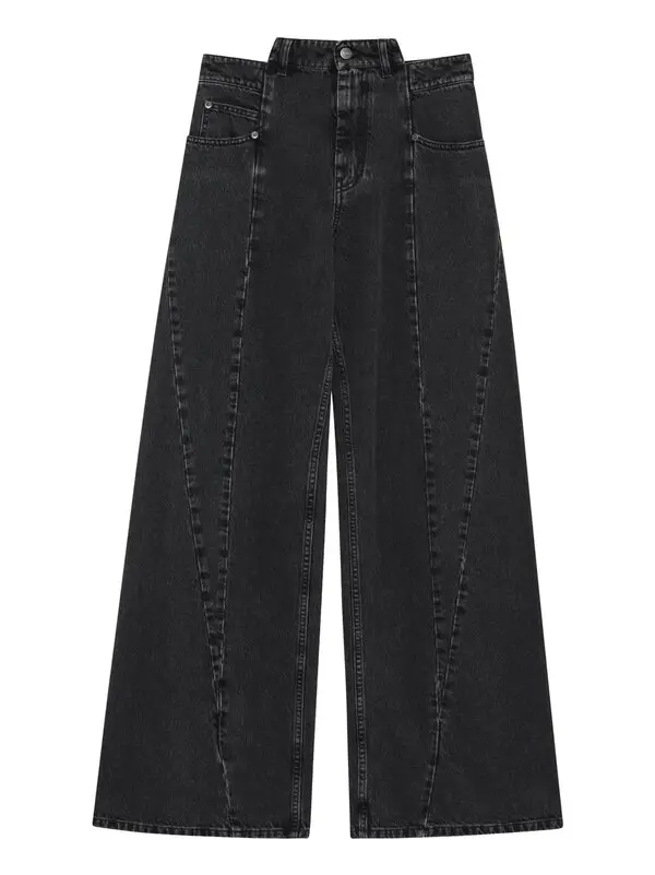 MAISON MARGIELA Wide-leg Jeans In Faded Cotton Denim - Black