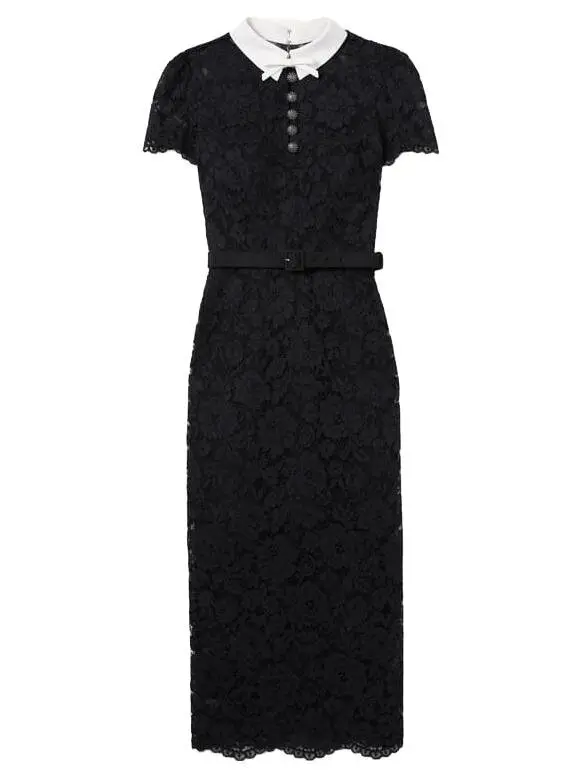SELF-PORTRAIT Lace Midi Dress - Black