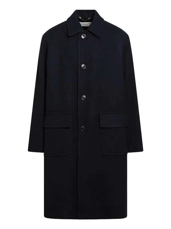 Dries Van Noten Navy Single-breasted Wool Coat - Blue
