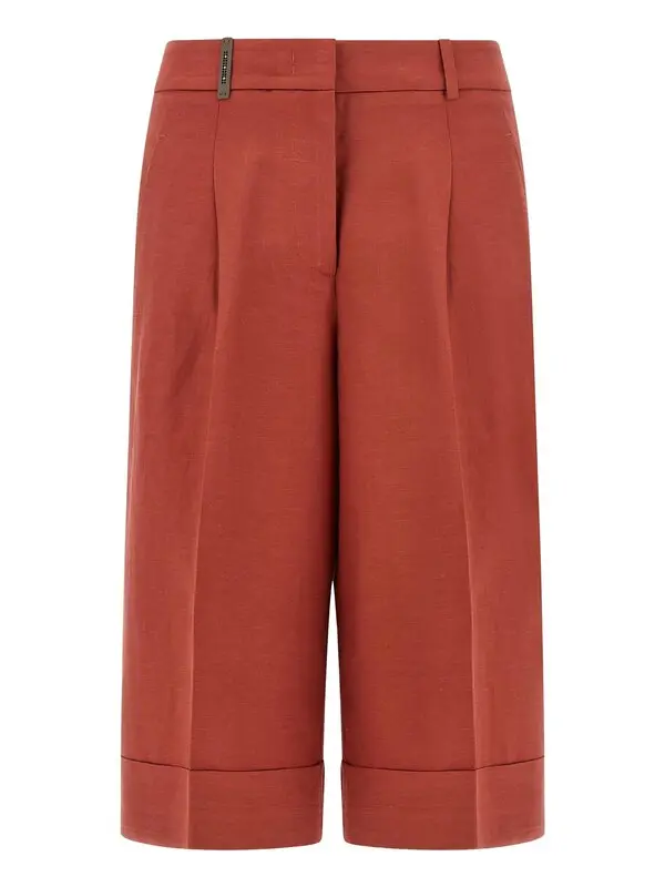 Peserico Linen Viscose Bermuda Shorts - Red