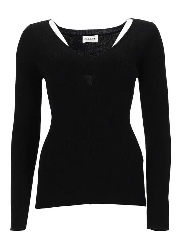 P.a.r.o.s.h Maglia In Lana Con Scollo A V - Black