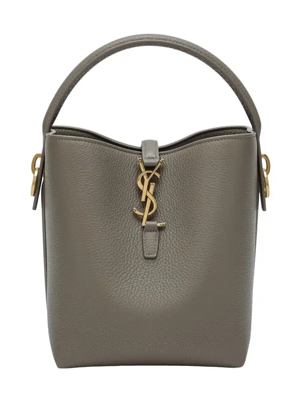 Saint Laurent Le 37 Bucket Bag In Taupe Grained Leather - Cream