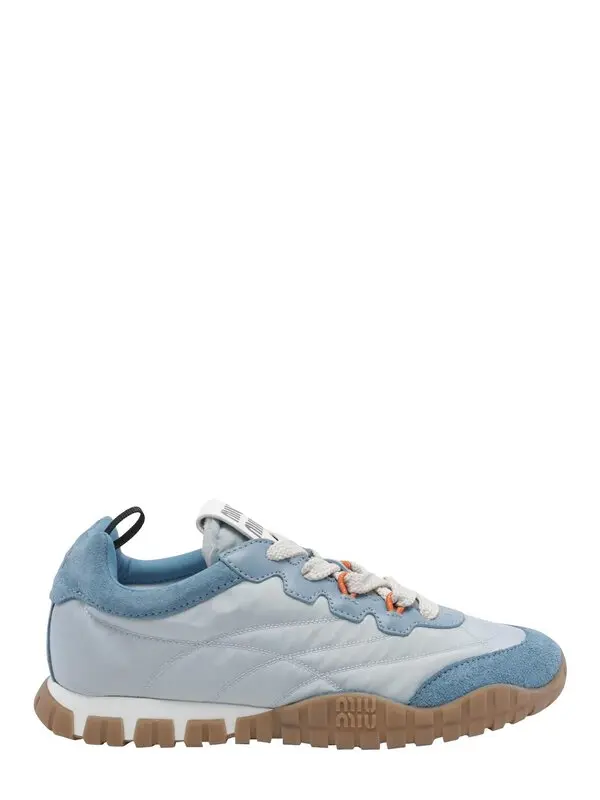 Miu Miu Suede And Fabric Tyre Sneakers - Blue