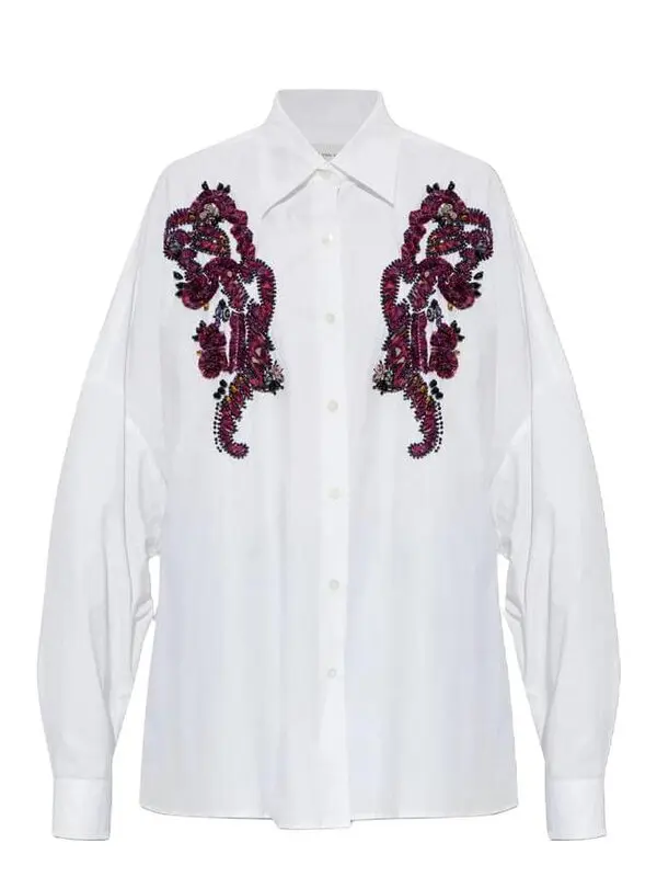 Dries Van Noten Embellished Cotton Shirt - White