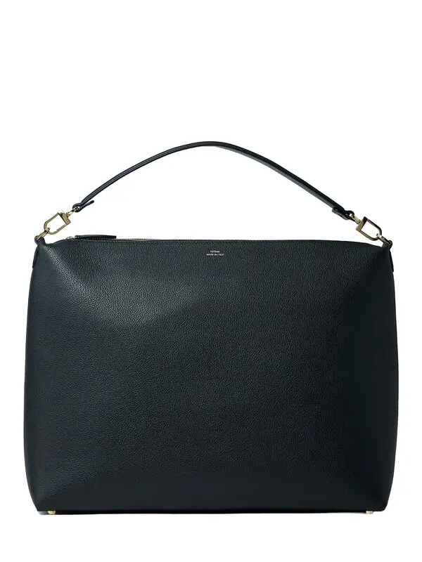 TOTEME Medium Bevel Grained Leather Shoulder Bag - Black